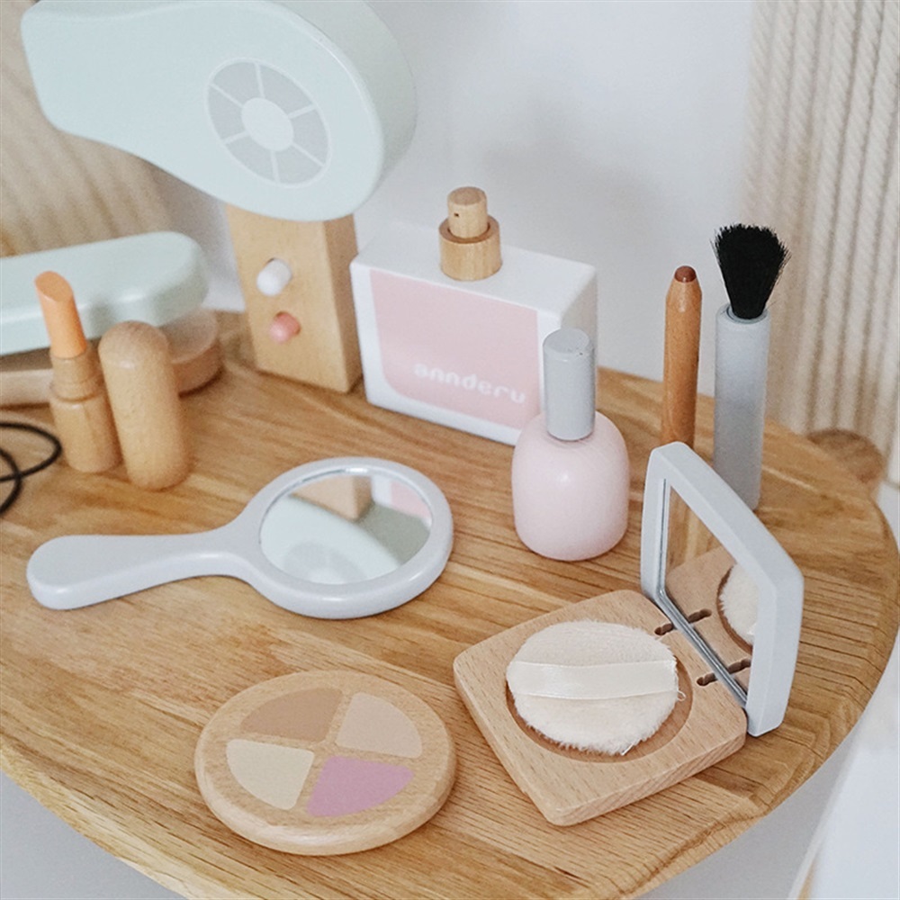 Children's Play House Dressing and Hairdressing Bag Wooden Simulation ...