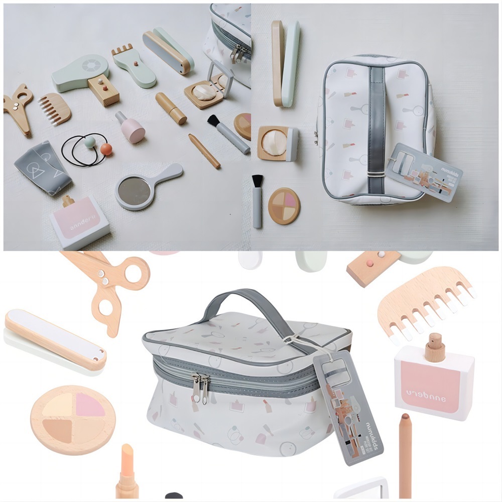Children's Play House Dressing and Hairdressing Bag Wooden Simulation ...