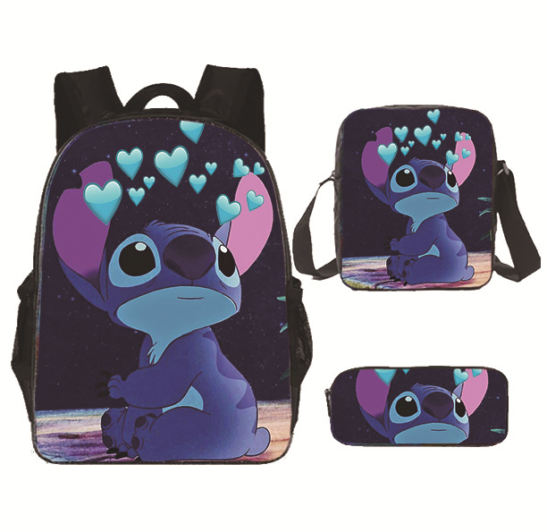 New animation cartoon stitch Stitch three-piece school bag primary and ...