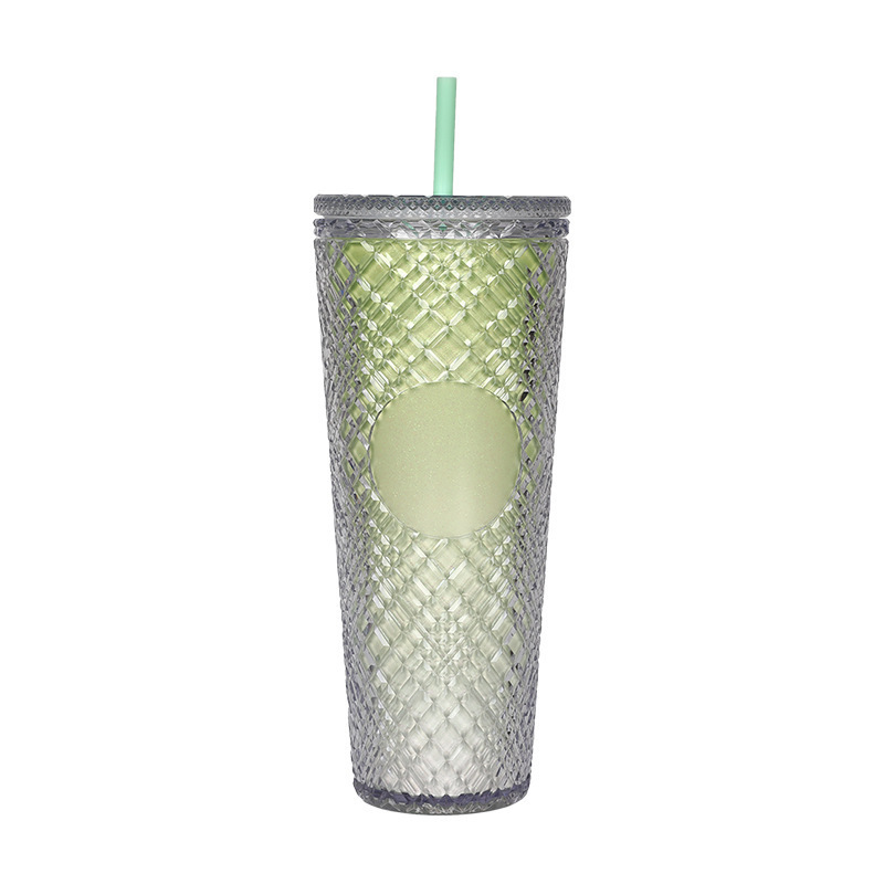 New product 710ml double-layer plastic cup, straw cup, internet ...