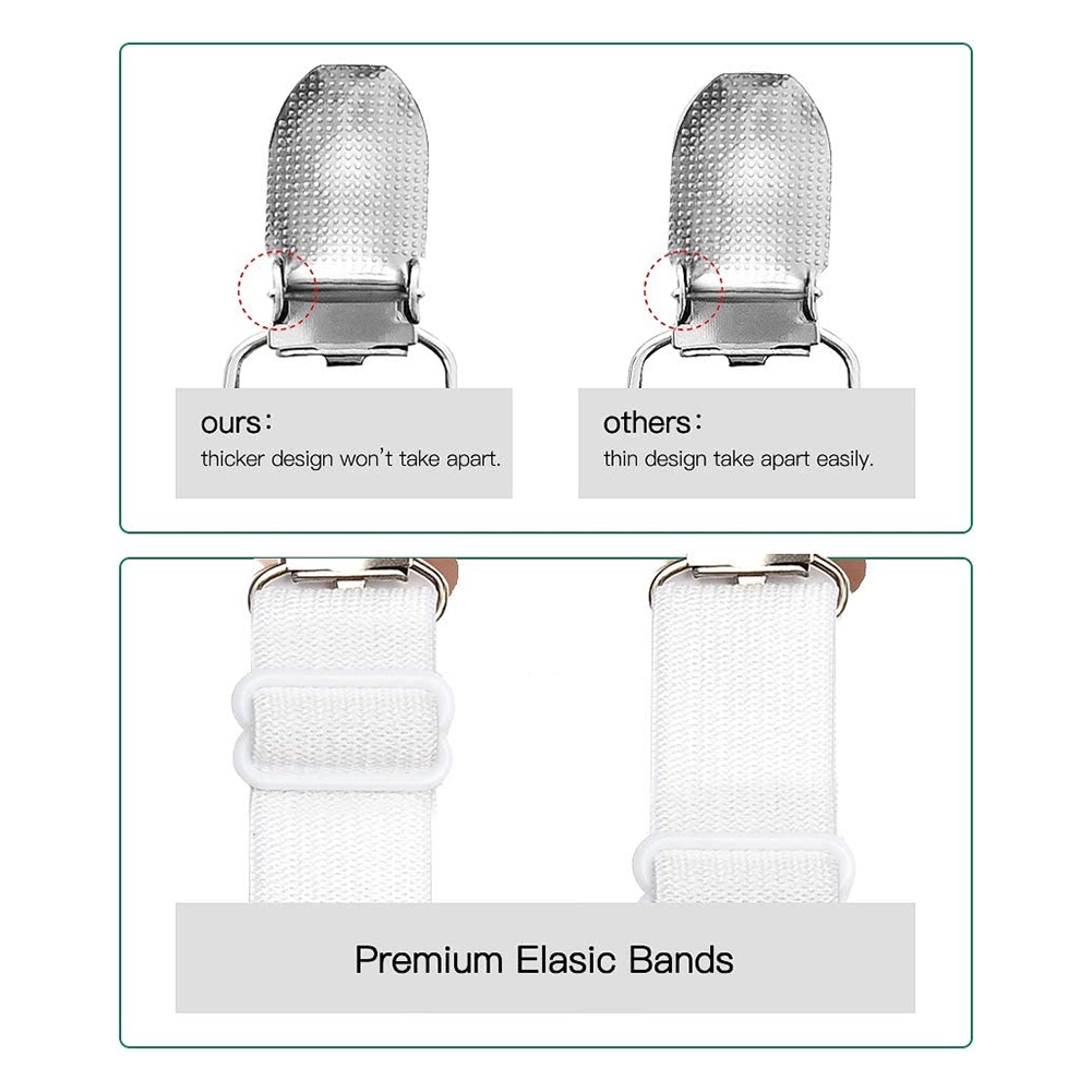 2Pcs Adjustable Elastic Suspenders Gripper Holder Straps Clip(White ...