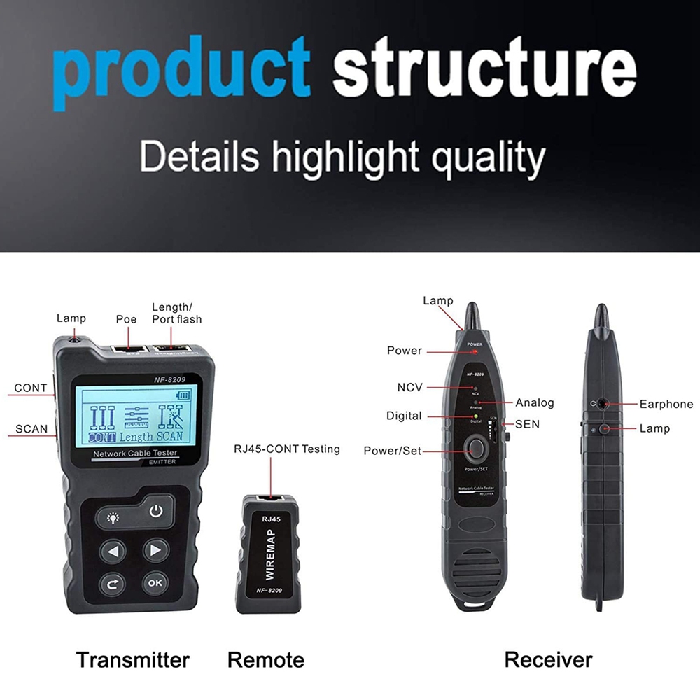 Network Cable Tracker,Network Cable Tester for CAT5E/CAT6/CAT6A ...