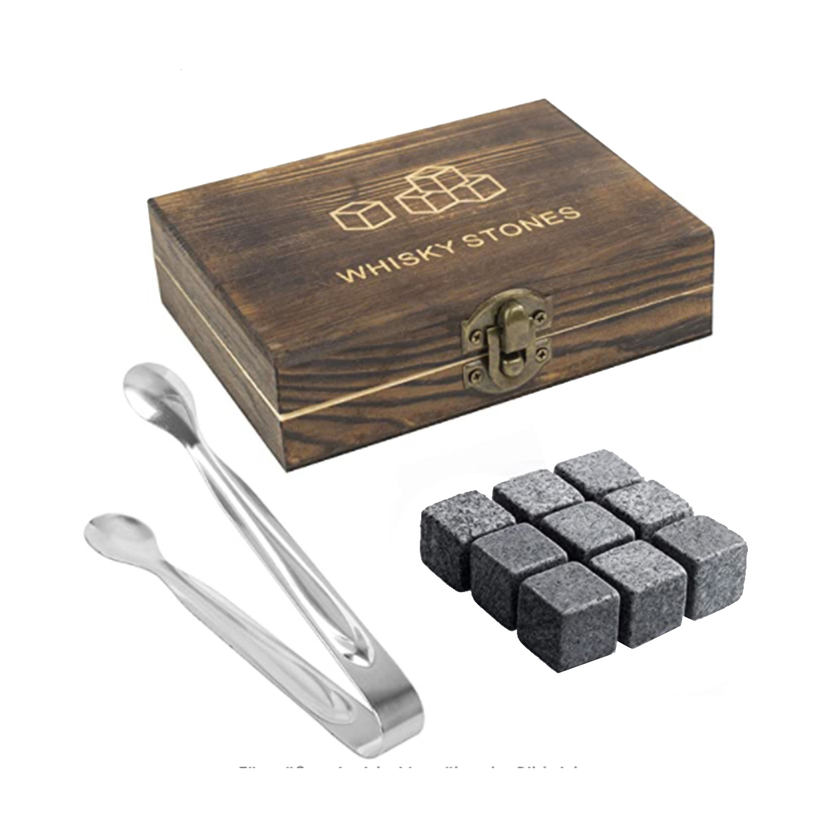 WHISKY STONES Whiskey Stones Set 9 Granite Whiskey Rocks with Wooden ...