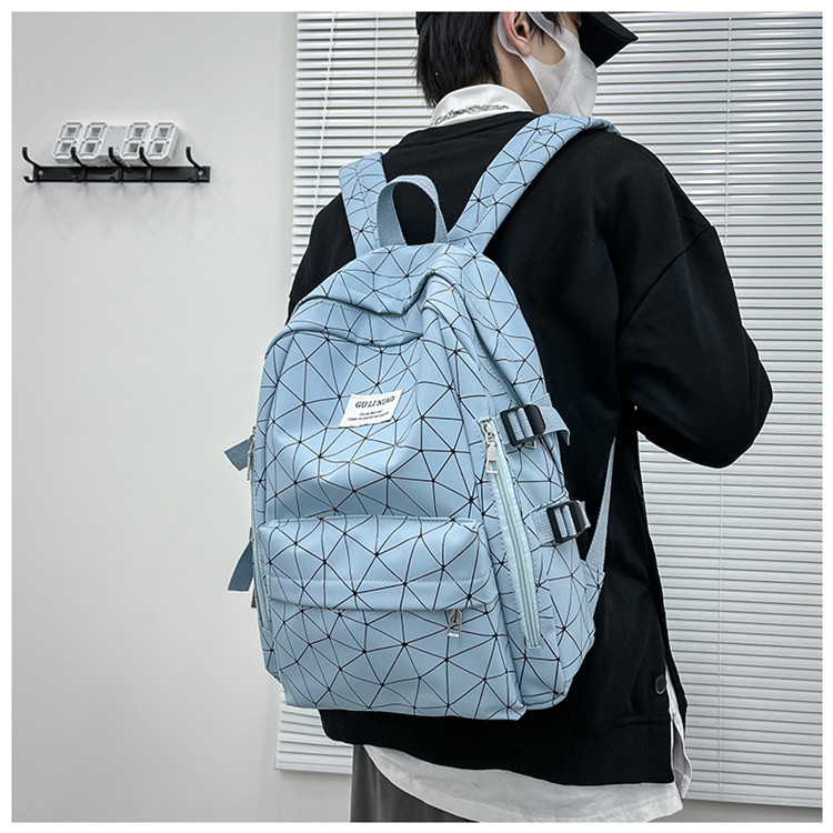 2023 fashion pu coated geometric backpack new student backpack female ...