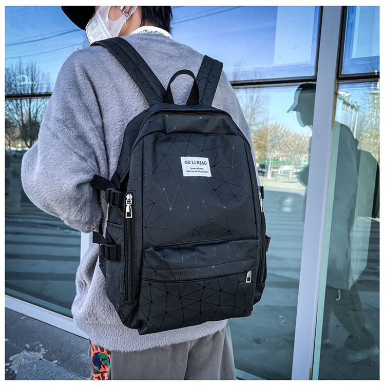 2023 fashion pu coated geometric backpack new student backpack female ...