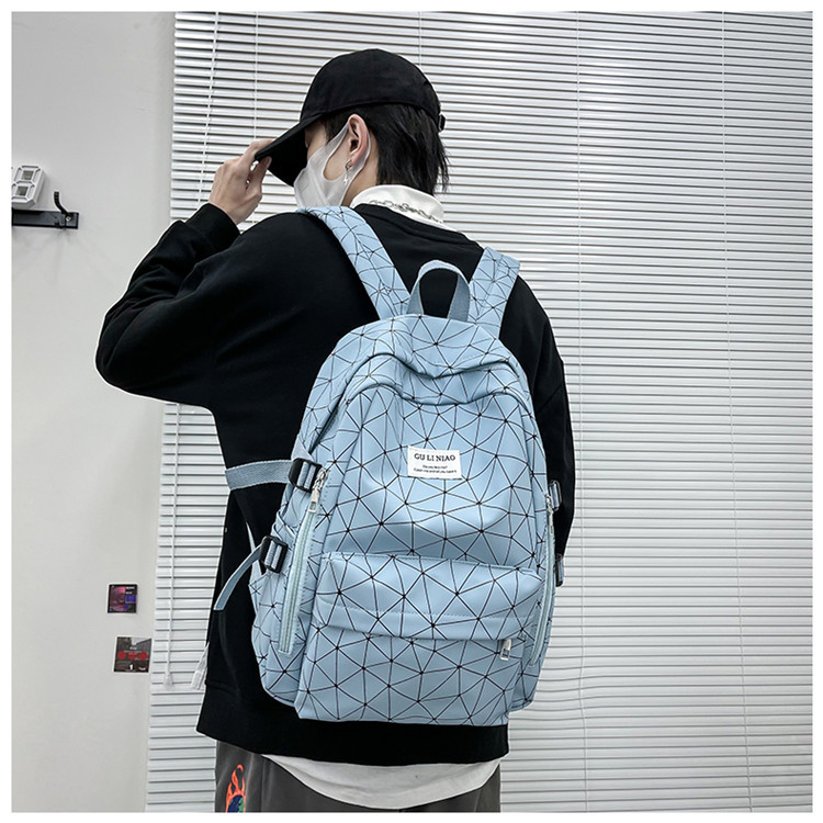 2023 fashion pu coated geometric backpack new student backpack female ...