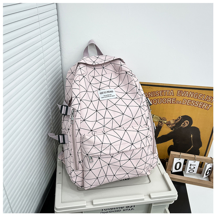 2023 fashion pu coated geometric backpack new student backpack female ...