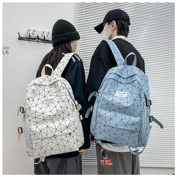 2023 fashion pu coated geometric backpack new student backpack female ...