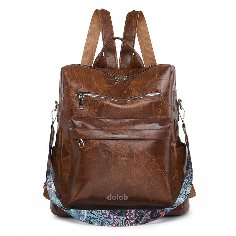Retro Pu Backpack Large Capacity Women's Single Shoulder Dual-Purpose ...