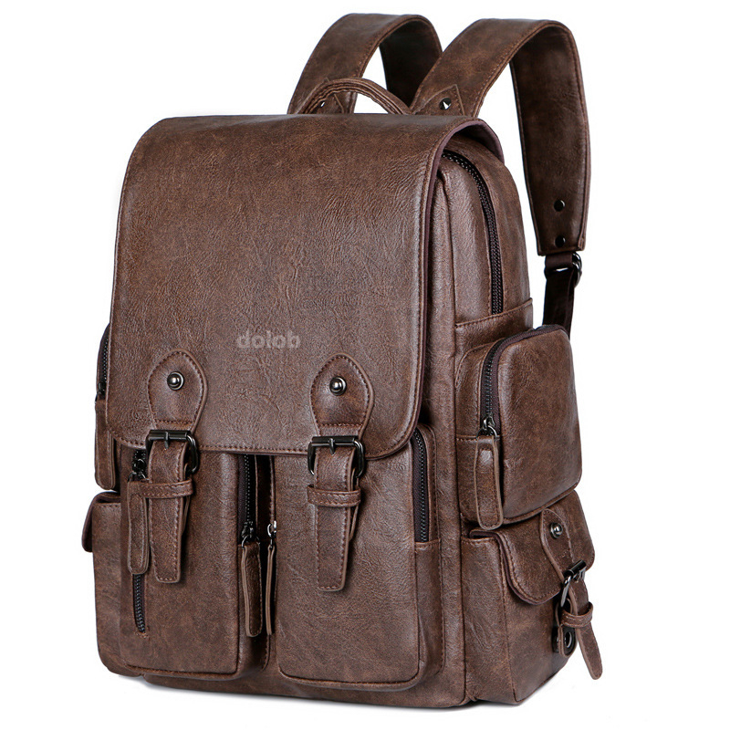 Large capacity men's pu leather backpack men's backpack high-end ...