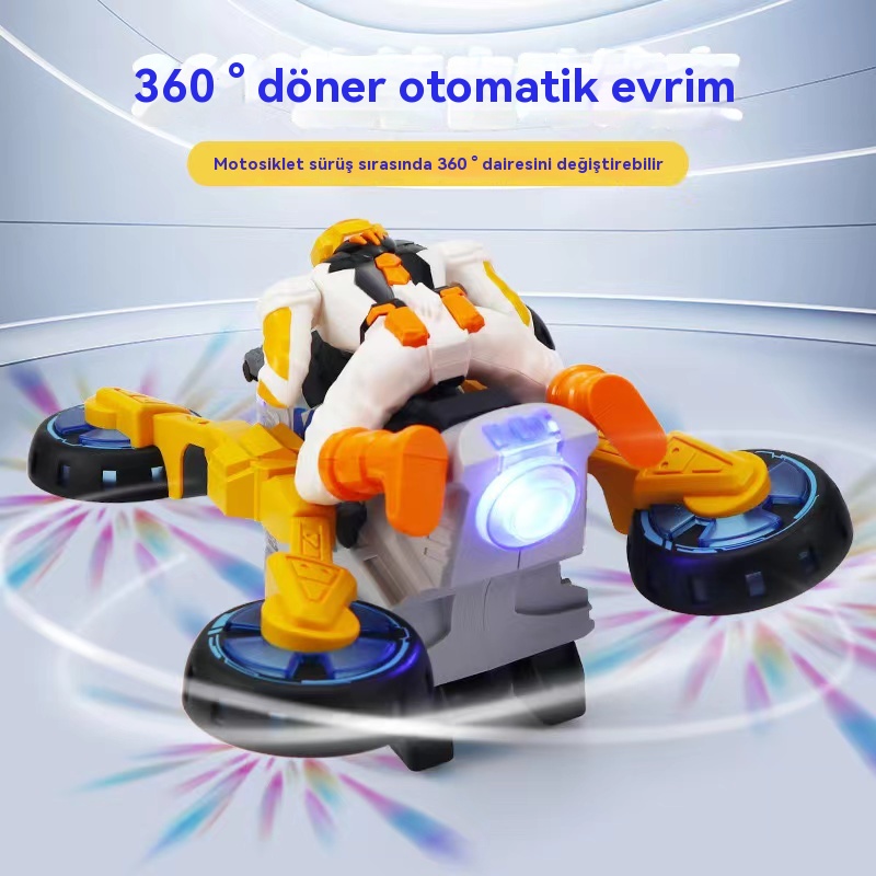 Electric stunt transformation motorcycle children's toy rotating light ...