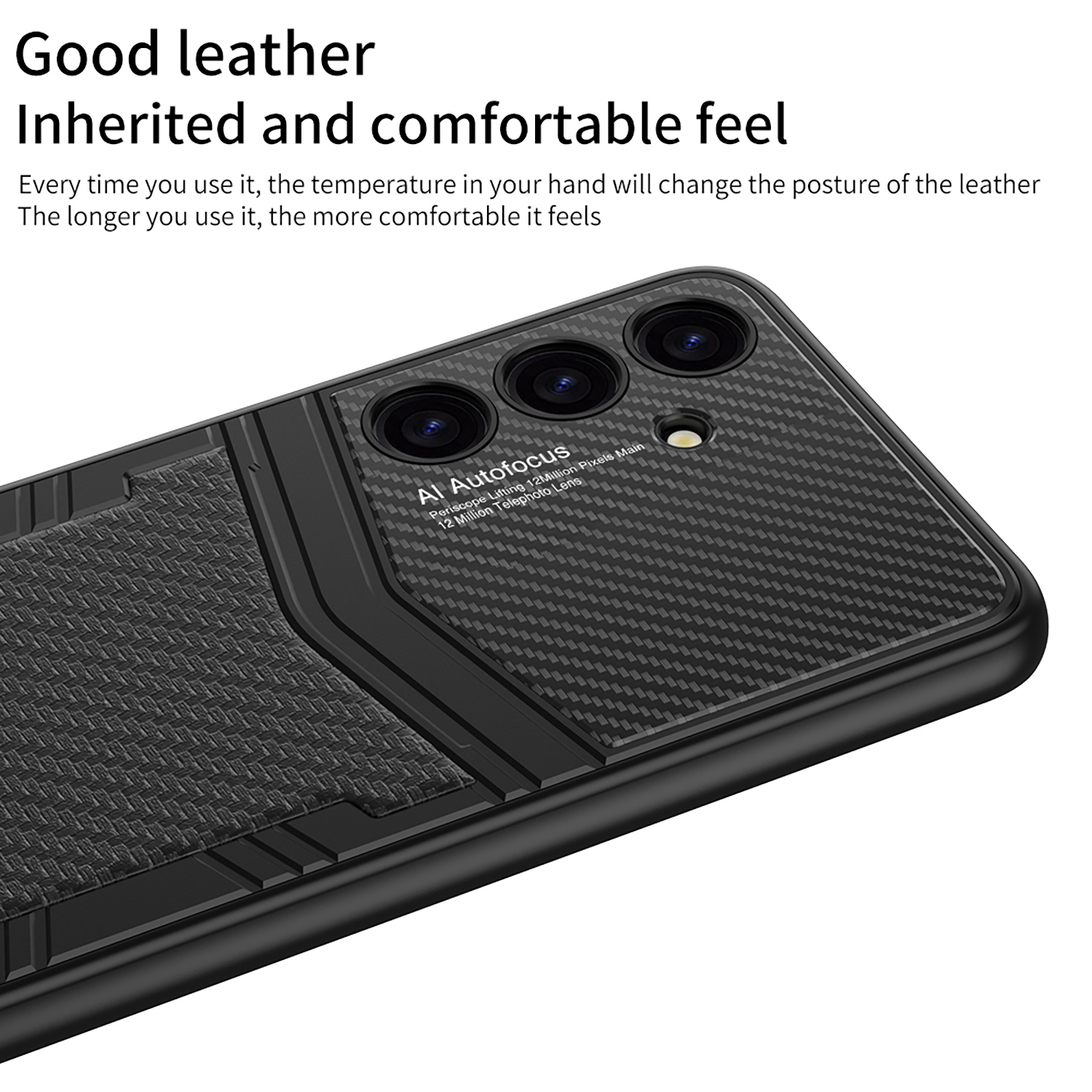 For Samsung Galaxy S24 Textured PU Leather Coated PC TPU Hybrid Phone ...