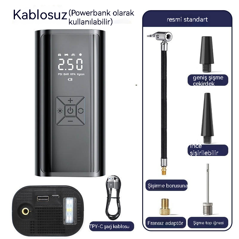 Portable car wireless digital display pump Multifunctional emergency ...