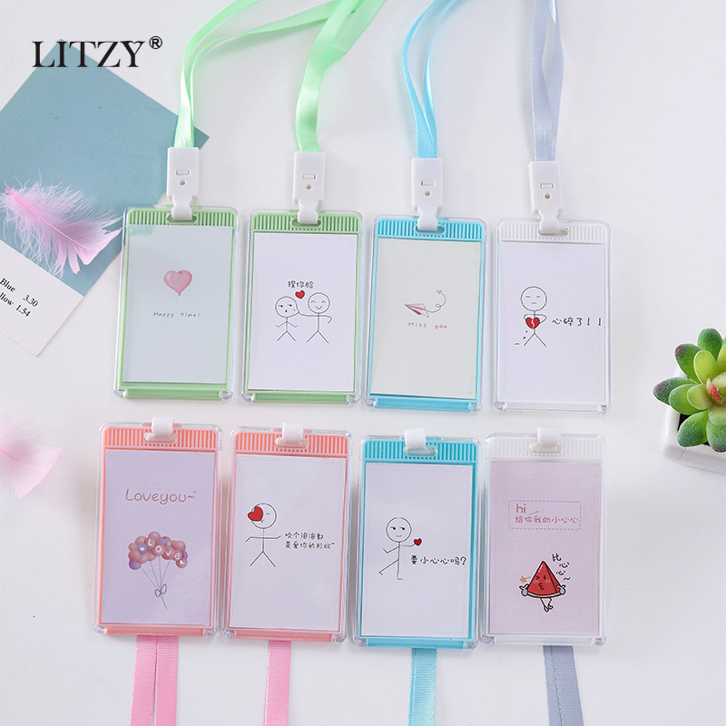 Love Heart Cute Card Holder with Lanyard Boys Girls Kawaii Bus Card Case Badge Credit Card Holders Cover Student ID Bus Card Pass Holder Hepsiburada Global