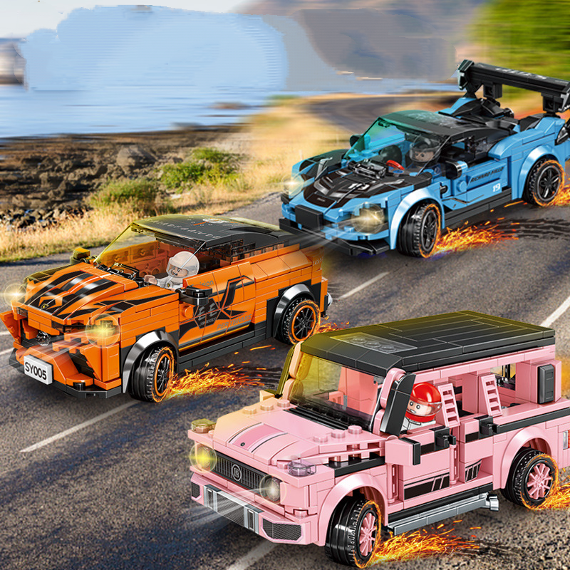 Toy racing model DIY compatible building block car ornaments assembled ...