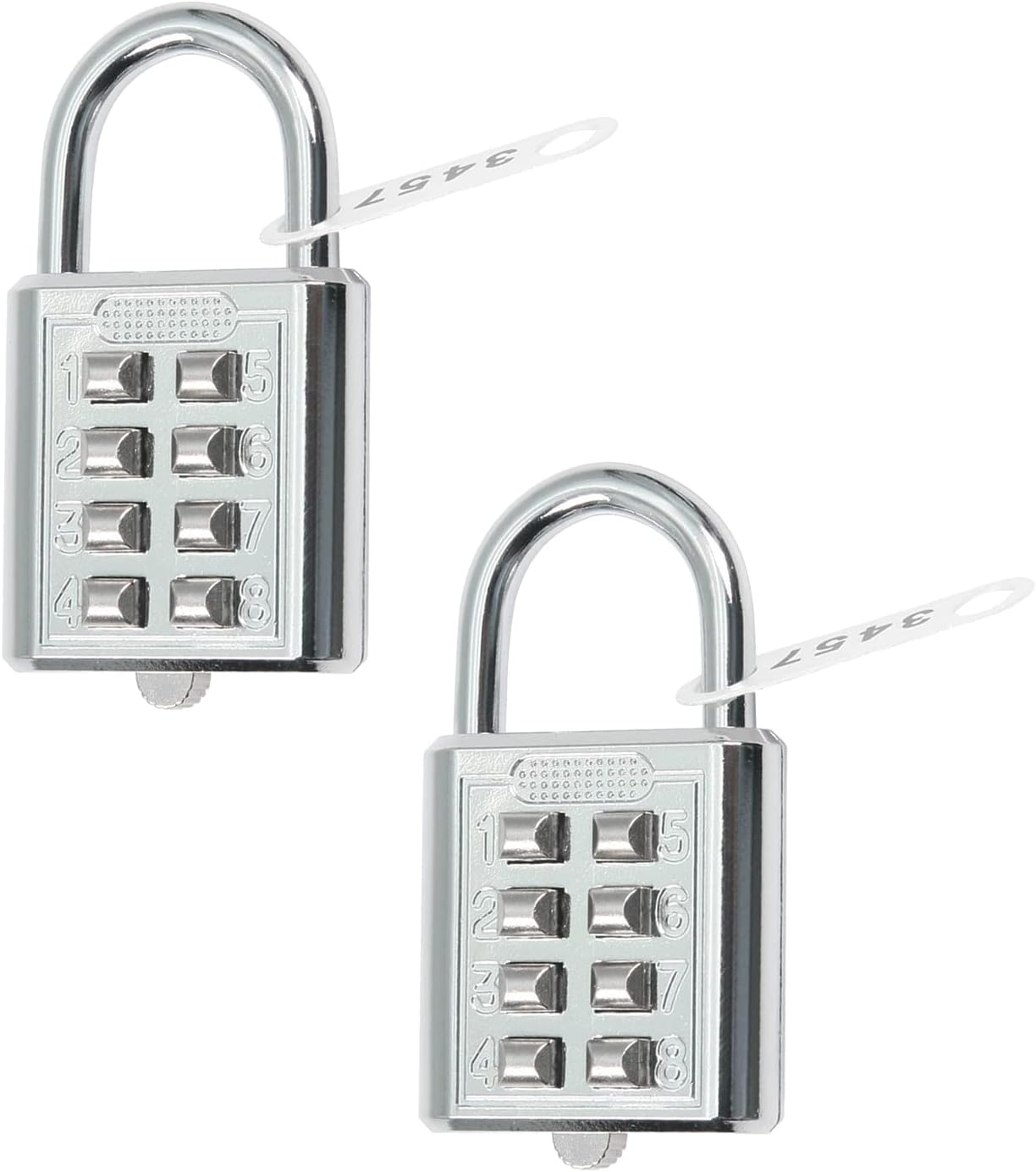 8-Digit Combination Padlock, Push Button Lock Silver, Zinc Alloy ...