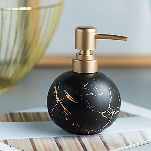 Gold Soap Dispenser for Bathroom or Kitchen, Cute Marble Round Ceramic ...
