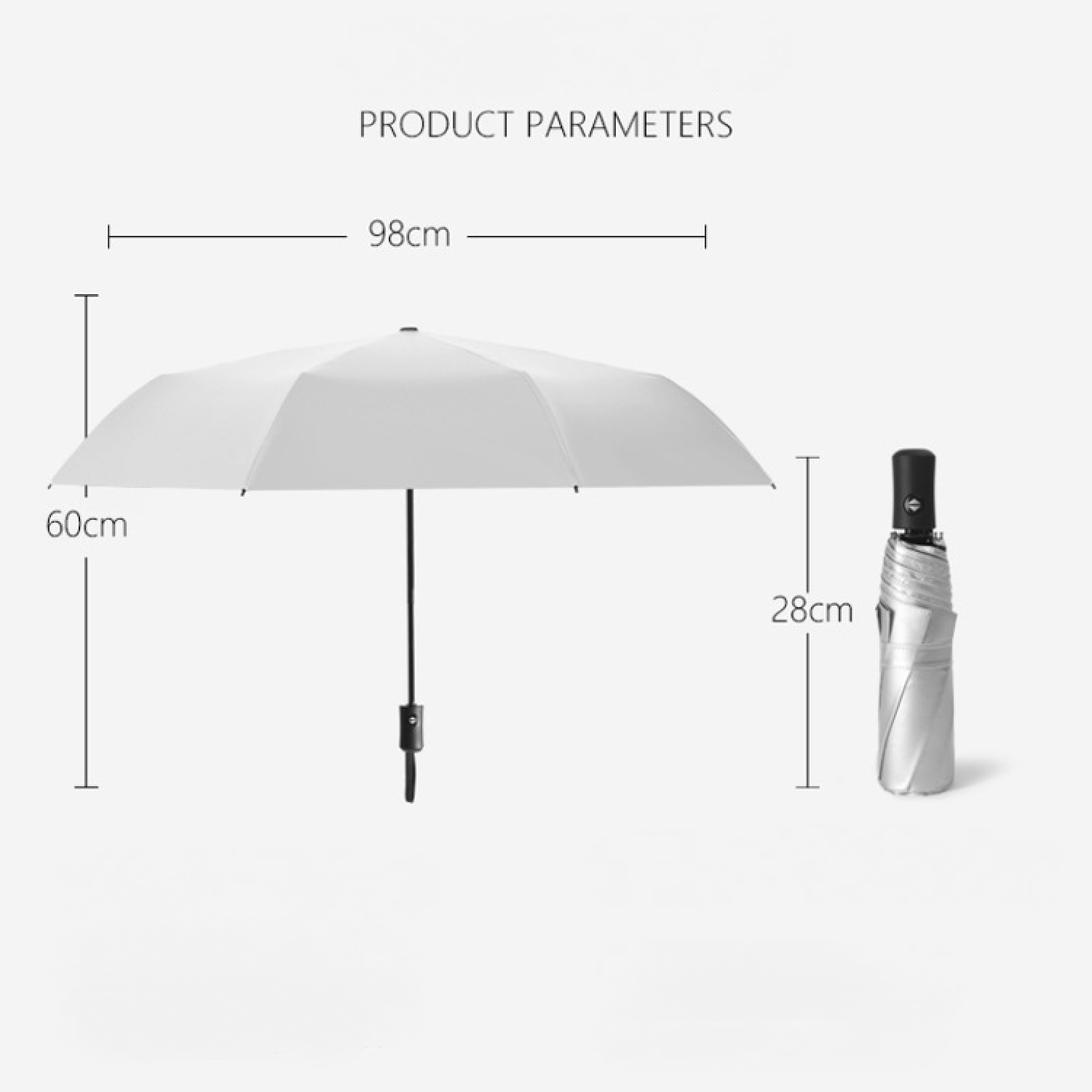 Titanium Silver Glue Automatic Three-fold Umbrella Sunscreen Anti ...