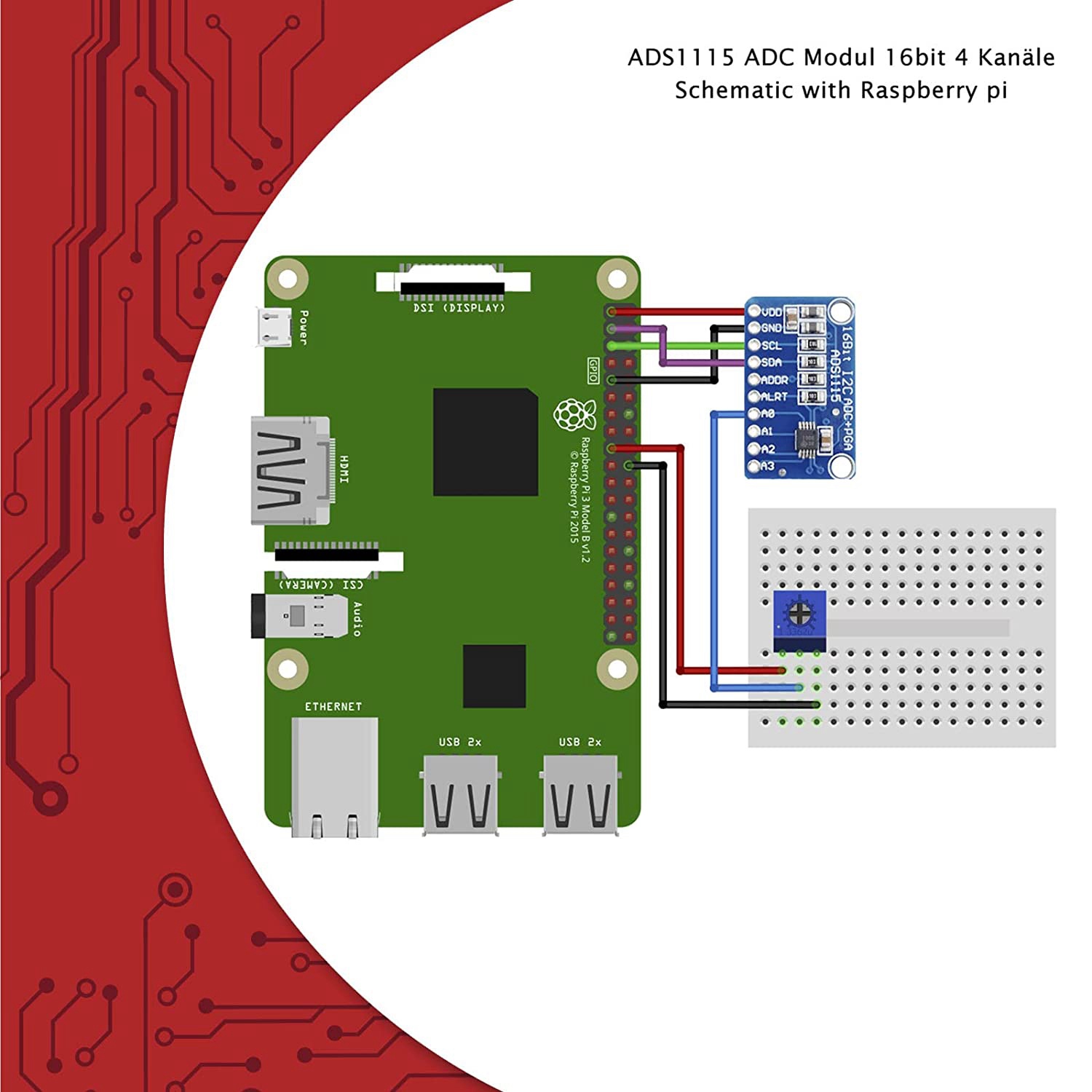 3 x ADS1115 ADC Module 16Bit 4 Channels for and for - Hepsiburada Global