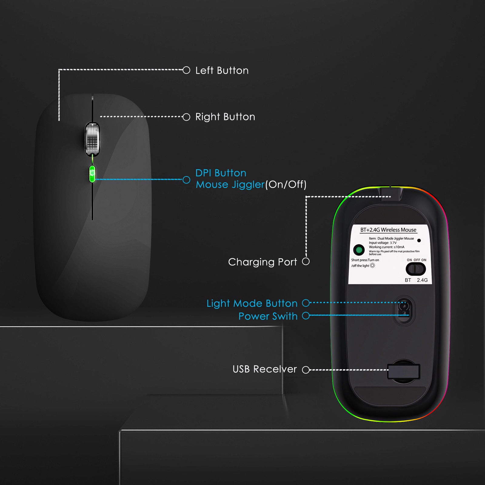 Mouse Jiggler Anti Hibernate Auto Move Cursor Virtual Wireless Bluetooth Mouse Prevent Computer