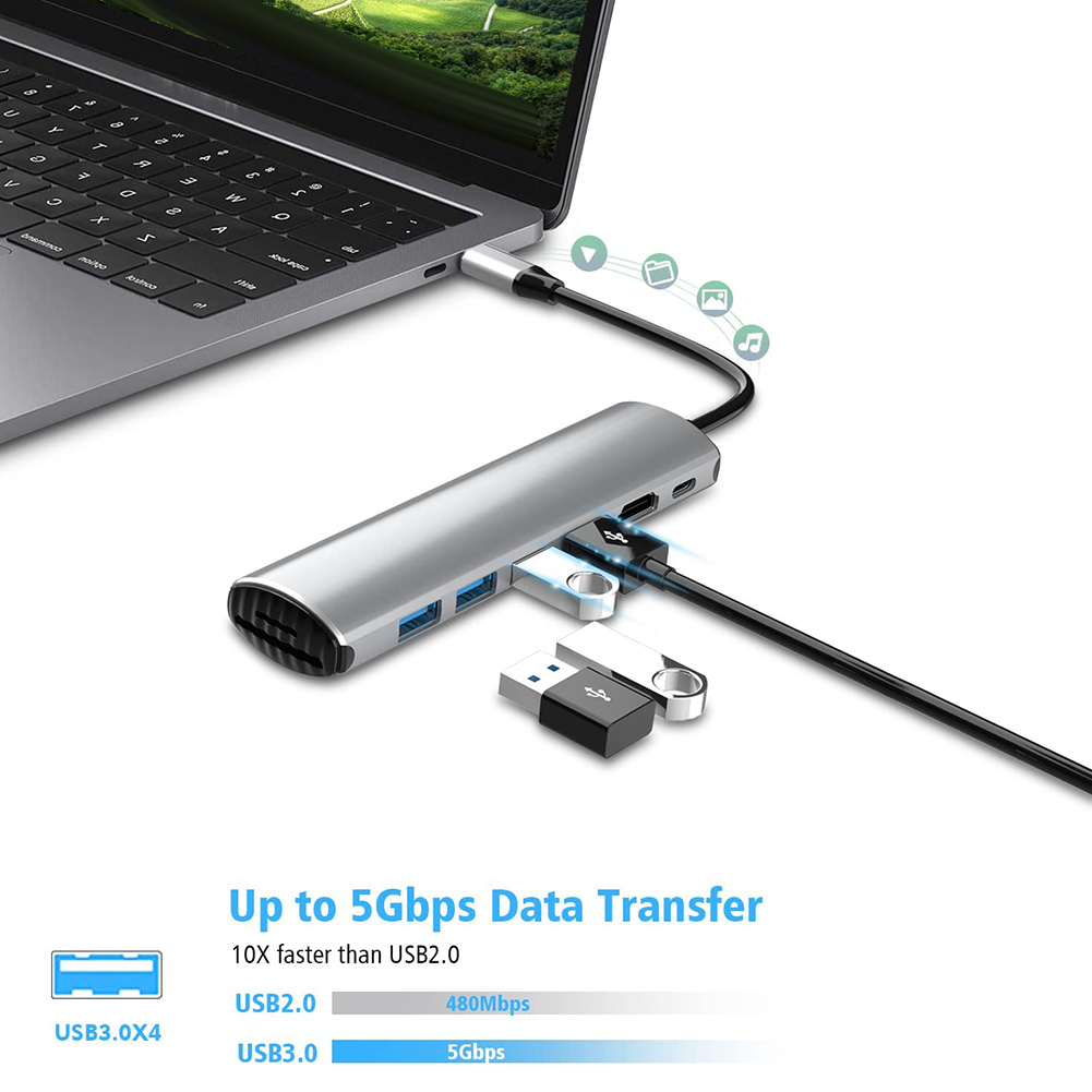 USB C Hub Adapter, 8-In-1 USB C Dock Station with USB C Charging, 4 USB ...