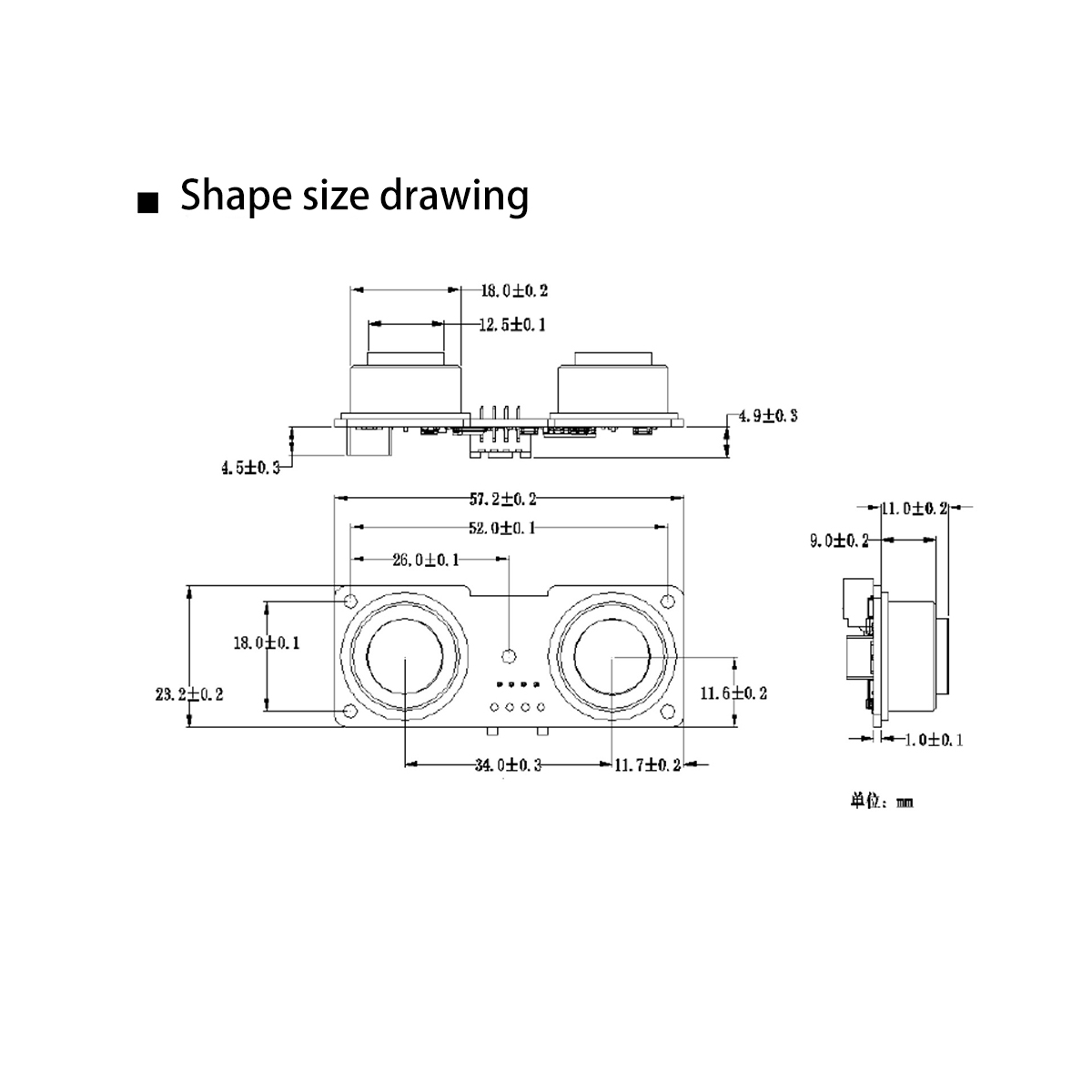 RCWL-1670 Waterproof Transceiver Split Ultrasonic Distance Sensor ...