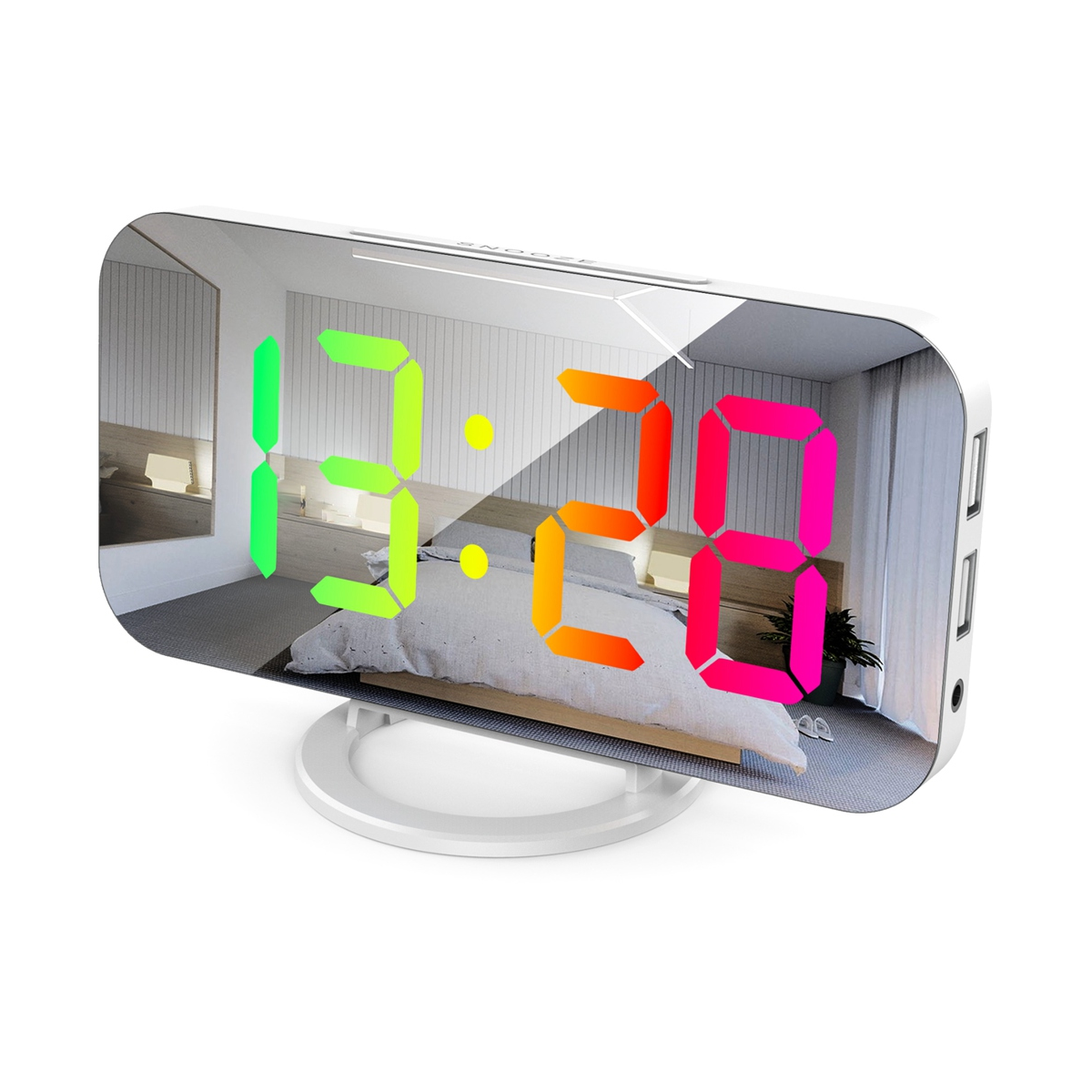 Digital Alarm Clock RGB Colorful Screen Display Smart Mirror Alarm ...