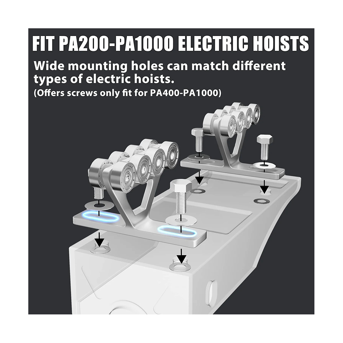 2Pcs Hoist Trolley for PA200-1000 Electric Hoist, 8 Wheels Trolley Assembly for 1-5/8Inch Strut ...