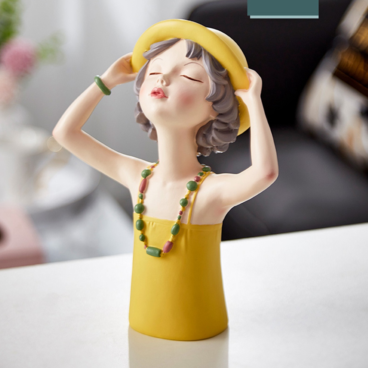 Summer Girl Sculpture Resin Figure Statue Decoration Ornaments Living ...