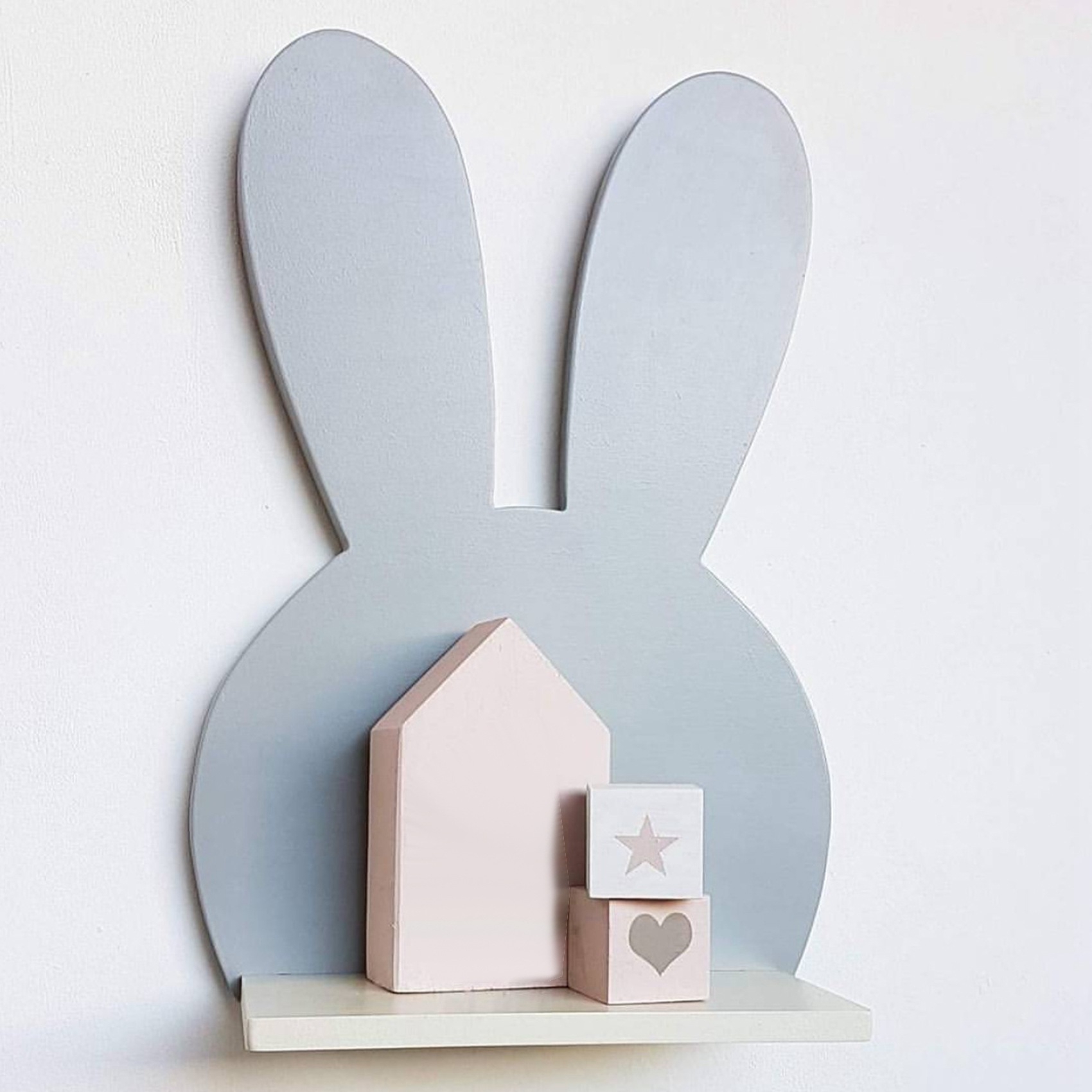 Wooden Rabbit Wall Frame House Shelf Display Rack Decor Living Room ...