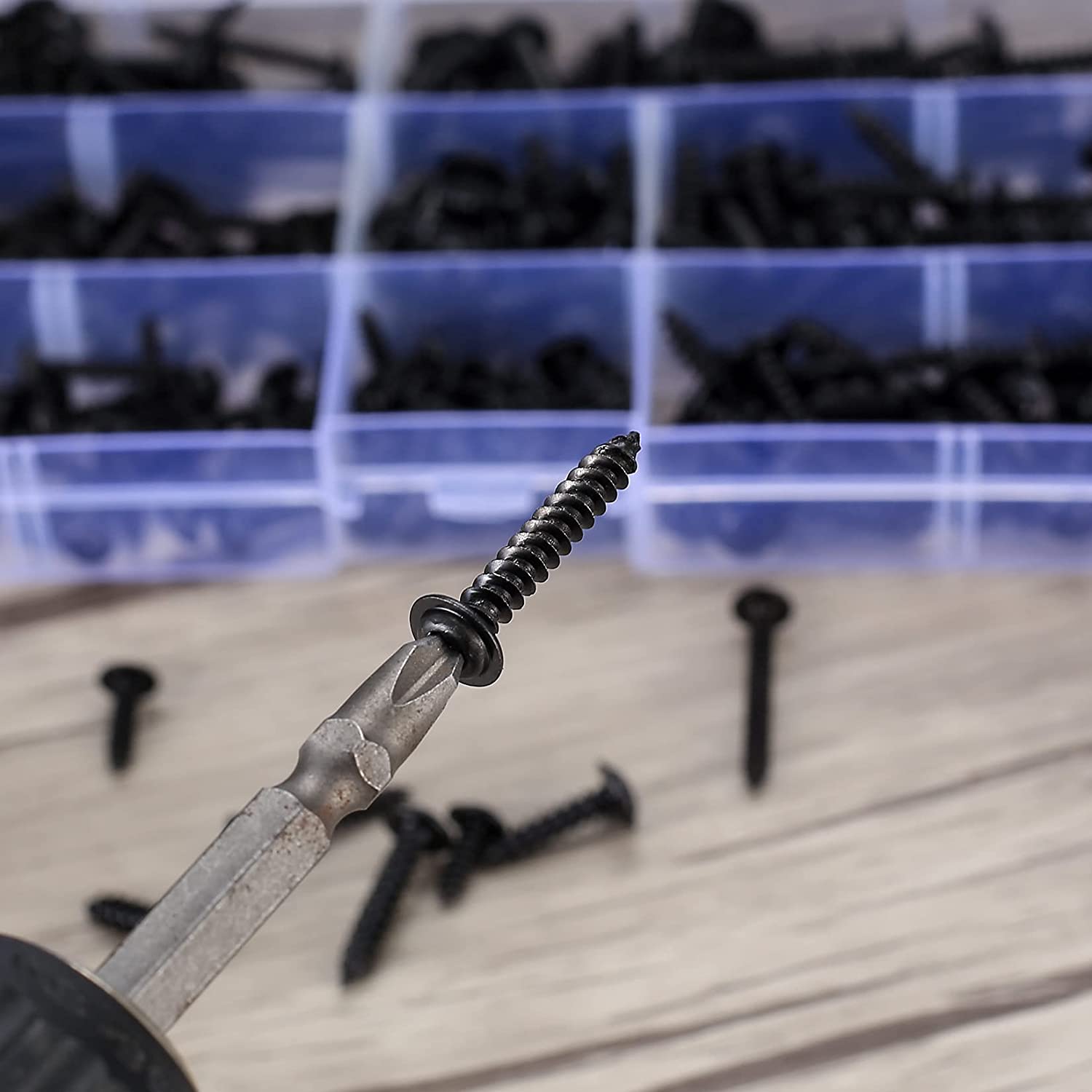 240 Pcs Black Self Tapping Wood Screws Assortment Kit Carbon Steel Pan ...
