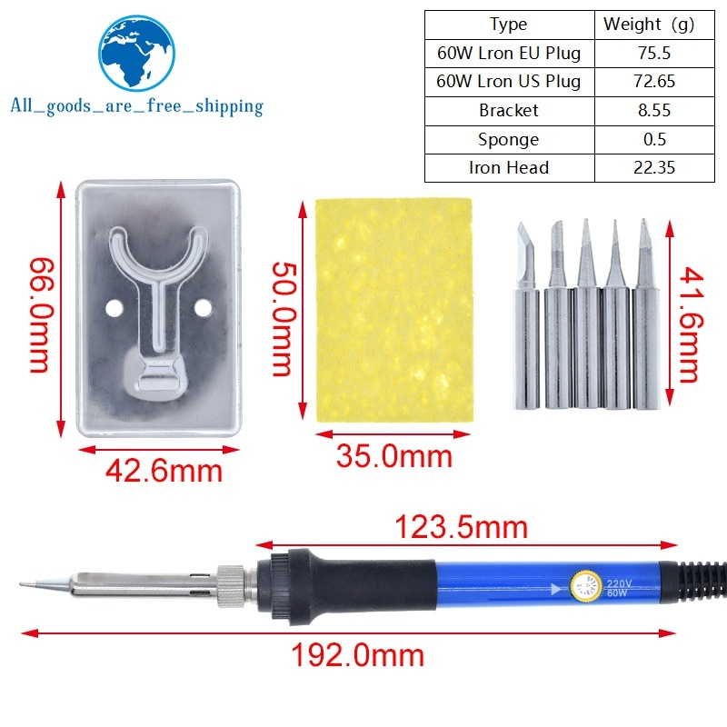 60W Lron US Plug New Adjustable Temperature Electric Soldering Iron ...
