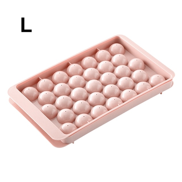 Pink L 33 Well Ice Box With Lid Ball Ice Tray Plastic Ice Cube Mold ...