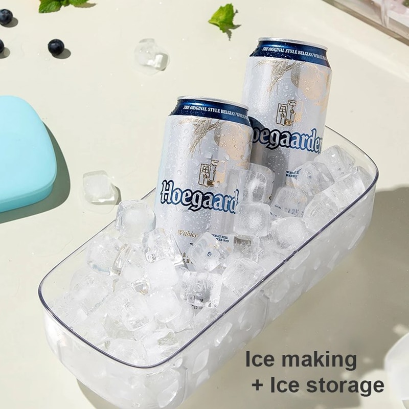 C Press Type Ice Cube Maker Silicone Ice Tray Mold Creative Ice Storage ...