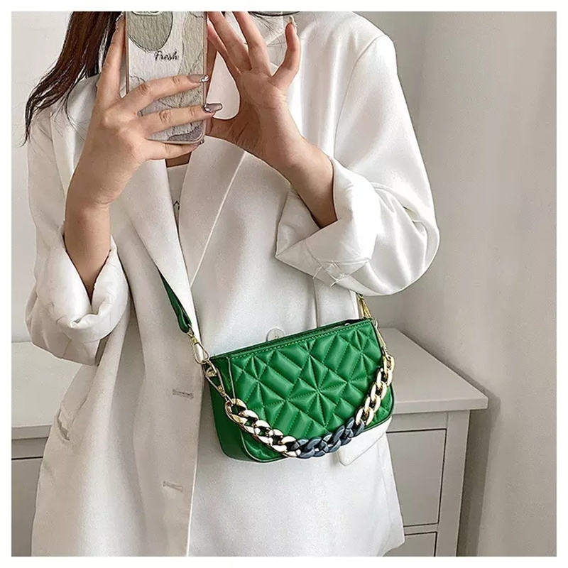 C3 Mu 2022 Leather Thick Chain Quilted Shoulder Purses And Handbag ...