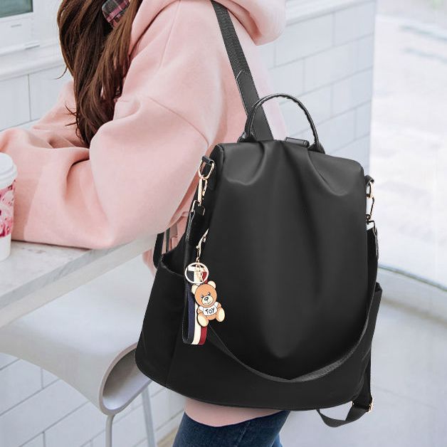 Black 2024 Fashion Anti Theft Women Backpack Durable Fabric Oxford ...