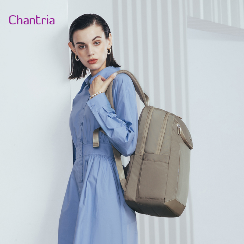 Khaki Reflective Strip Backpack Factory Promotion Waterproof Nylon ...