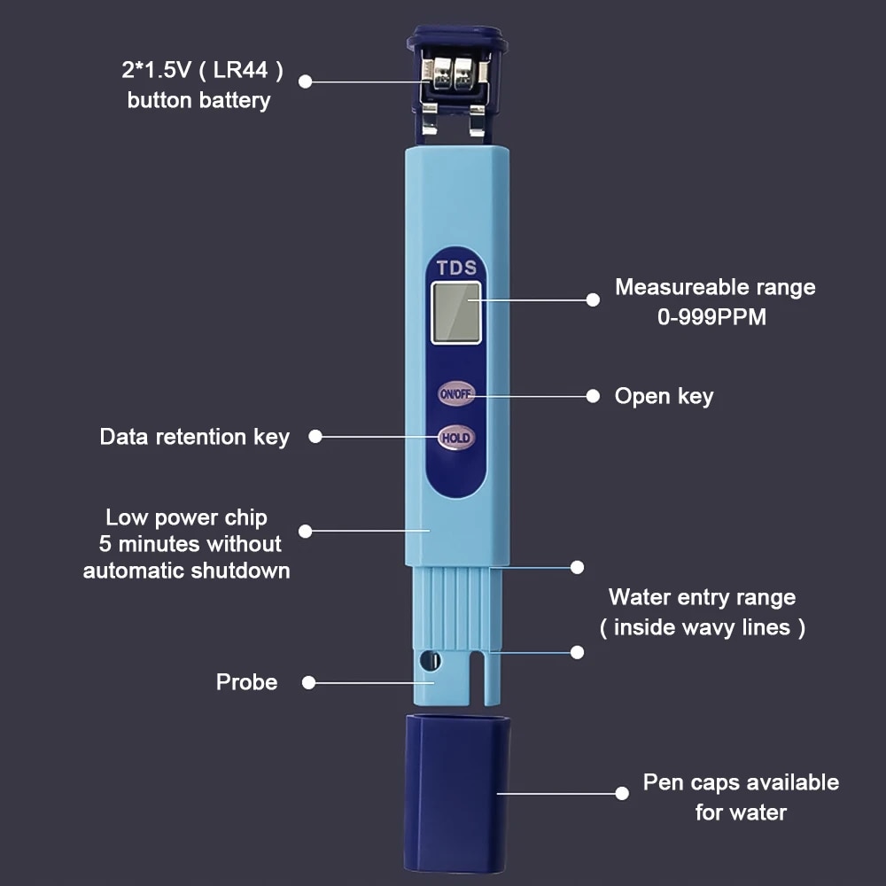 Digital TDS Meter 0～gl(PPM) Water TDS PPM Tester for Testing Salt Water ...