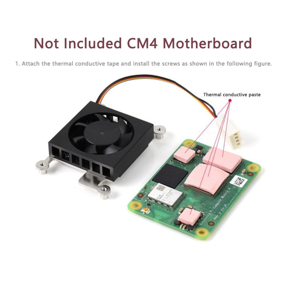 For Raspberry Pi CM4 Heatsink Cooling Fan Kit with Thermal Pads for ...