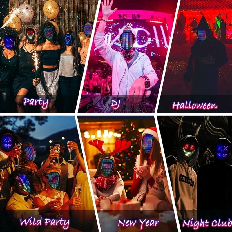Kids Led Mask LED Luminous Mask RGB Full Color Face Changing Glowing ...
