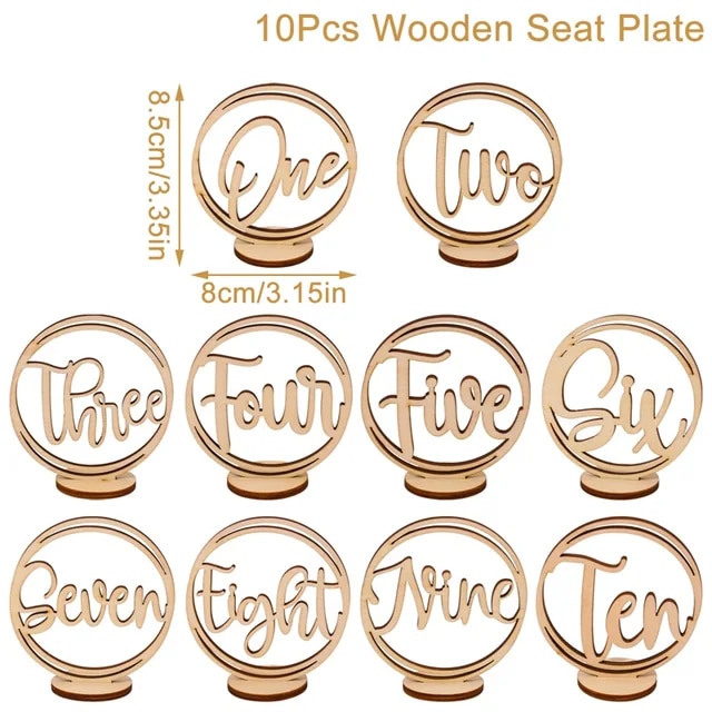 10pcs Number1-10 Wooden Wedding Table Number Place Card Rustic Wedding ...