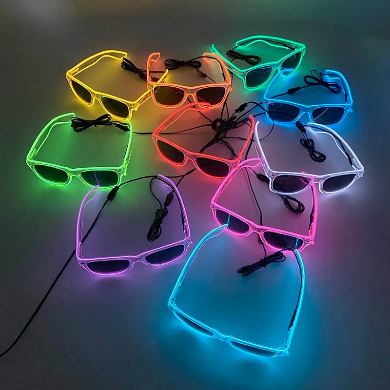 7 colros 1 Fashion LED Lights Glasses EL Neon Glow Light Sunglasses Light Up Party Toys Glow In The Dark Neon Party Favors for Wedding Hepsiburada Global
