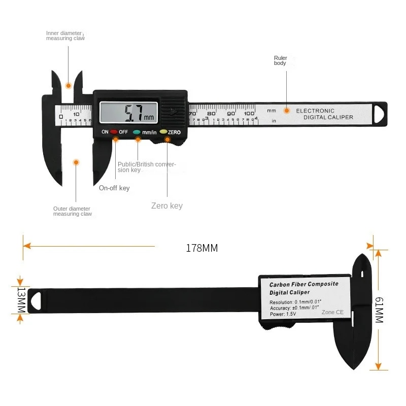 Electronic Digital Caliper Carbon Fiber Dial Vernier Caliper Gauge ...