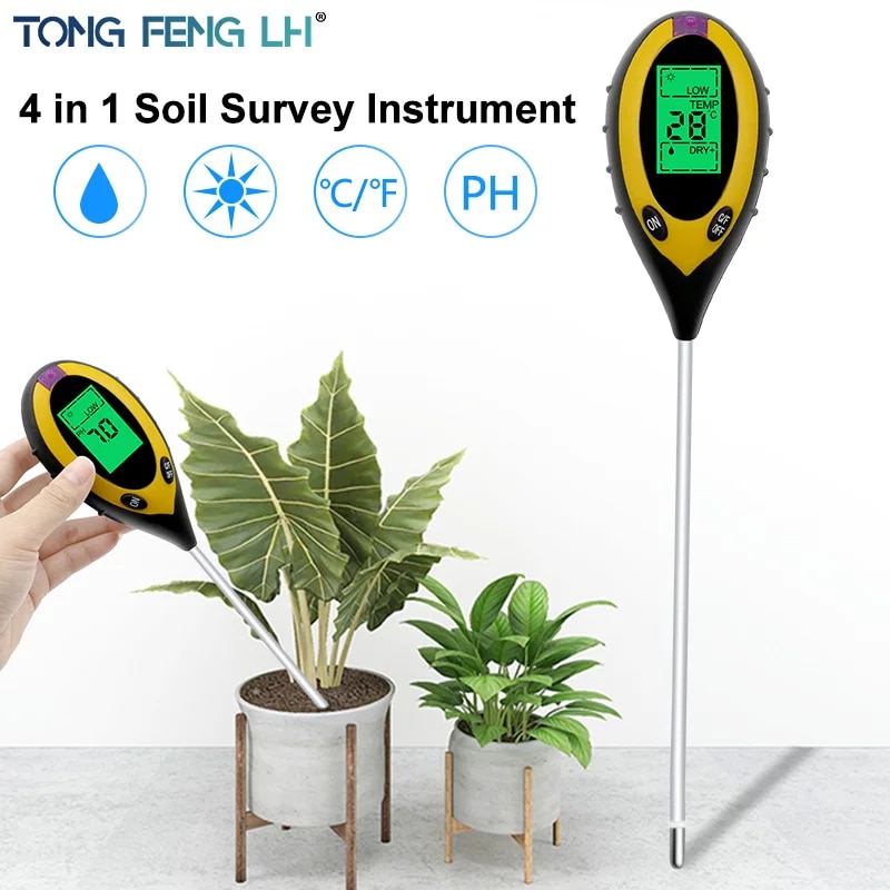 Portable Crops Measure Earth PH Four In One Soil Tester Temperature ...