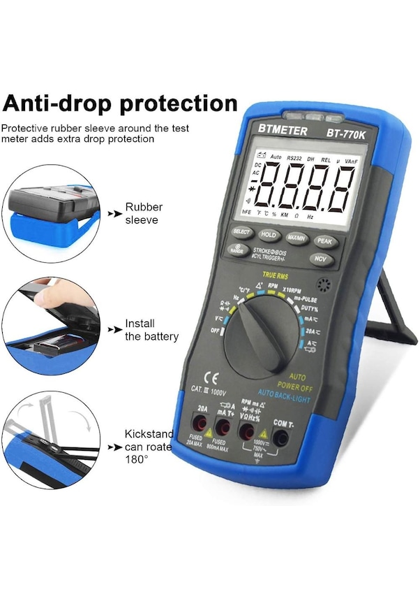 Dwell Angle Pulse Width Tach Temperature Duty Cycle Auto Range Automotive Multimeter For Voltage ...