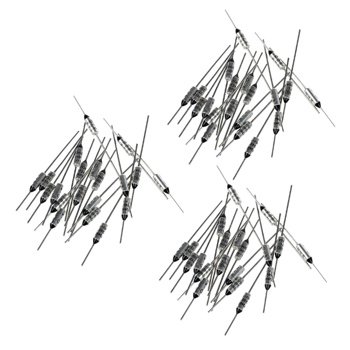 60 Pcs TF 240 Celsius Circuit Cut Off Thermal Fuse 250V 10A ...