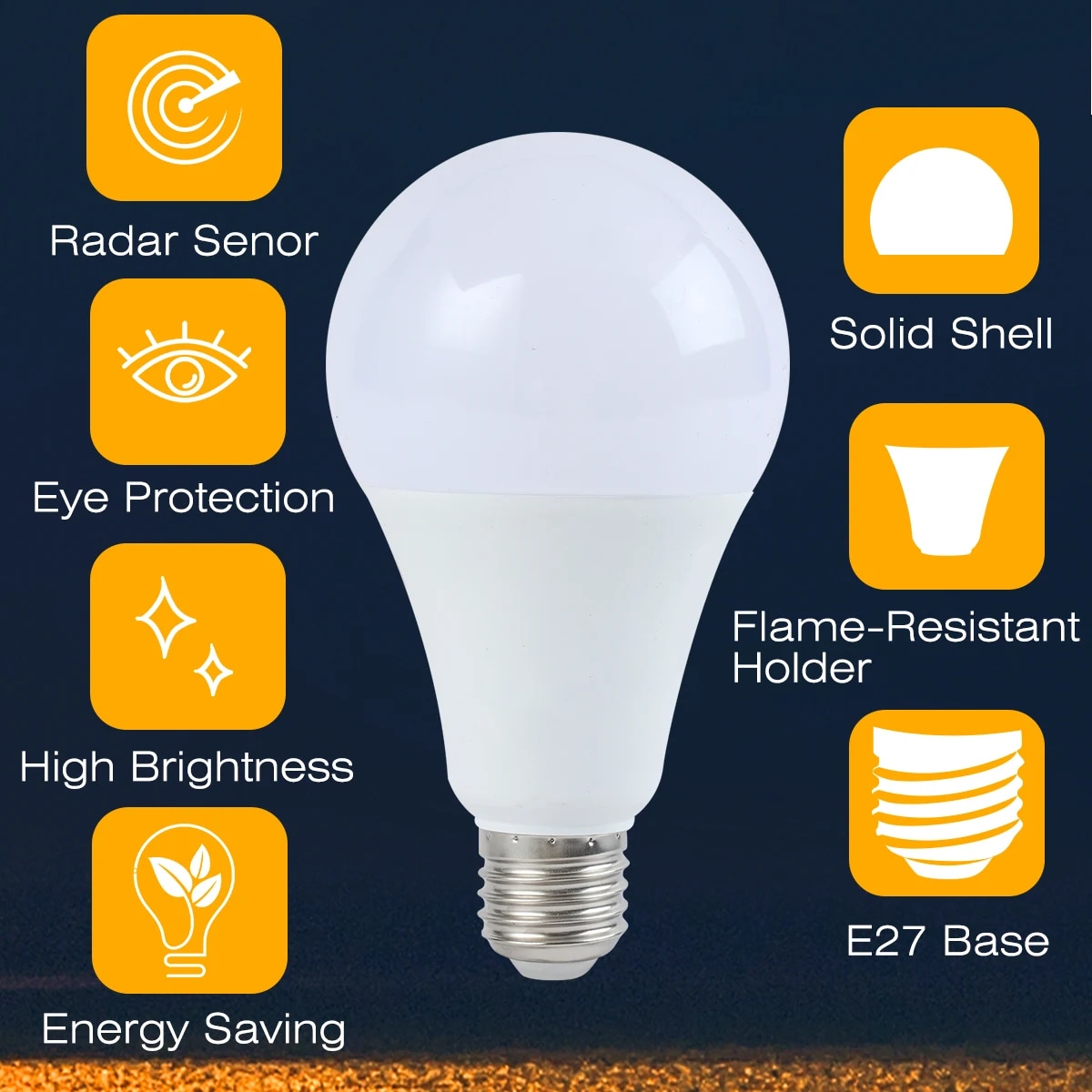 Radar Sensor LED Bulb Smart Light Motion Sensor Energy Saving Auto Off ...