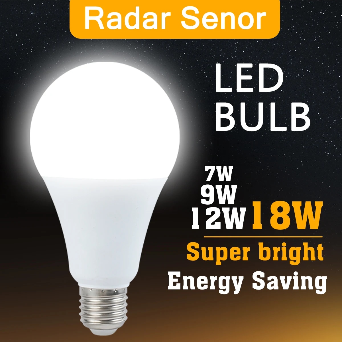 Radar Sensor LED Bulb Smart Light Motion Sensor Energy Saving Auto Off ...