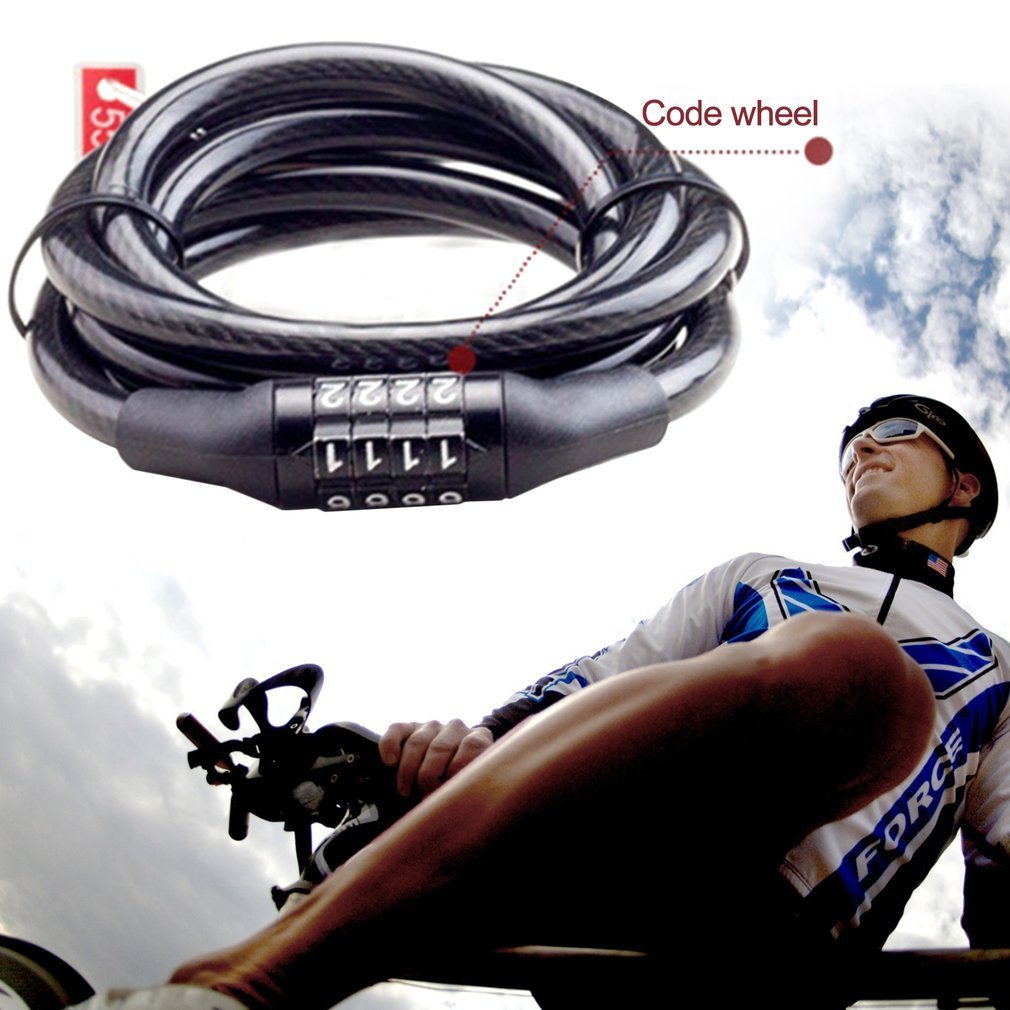 Bike Lock 4 Digit Code Combination Bicycle Lock Bicycle Security Lock ...