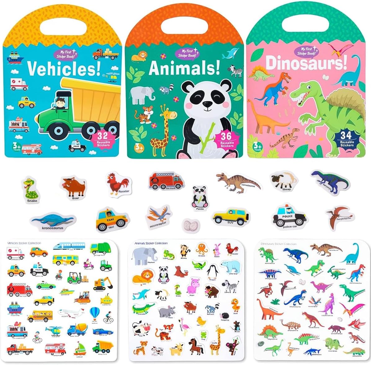 5 Sets Portable Jelly Quiet Busy Sticker Book, Vehicle & Animal & Ocean ...